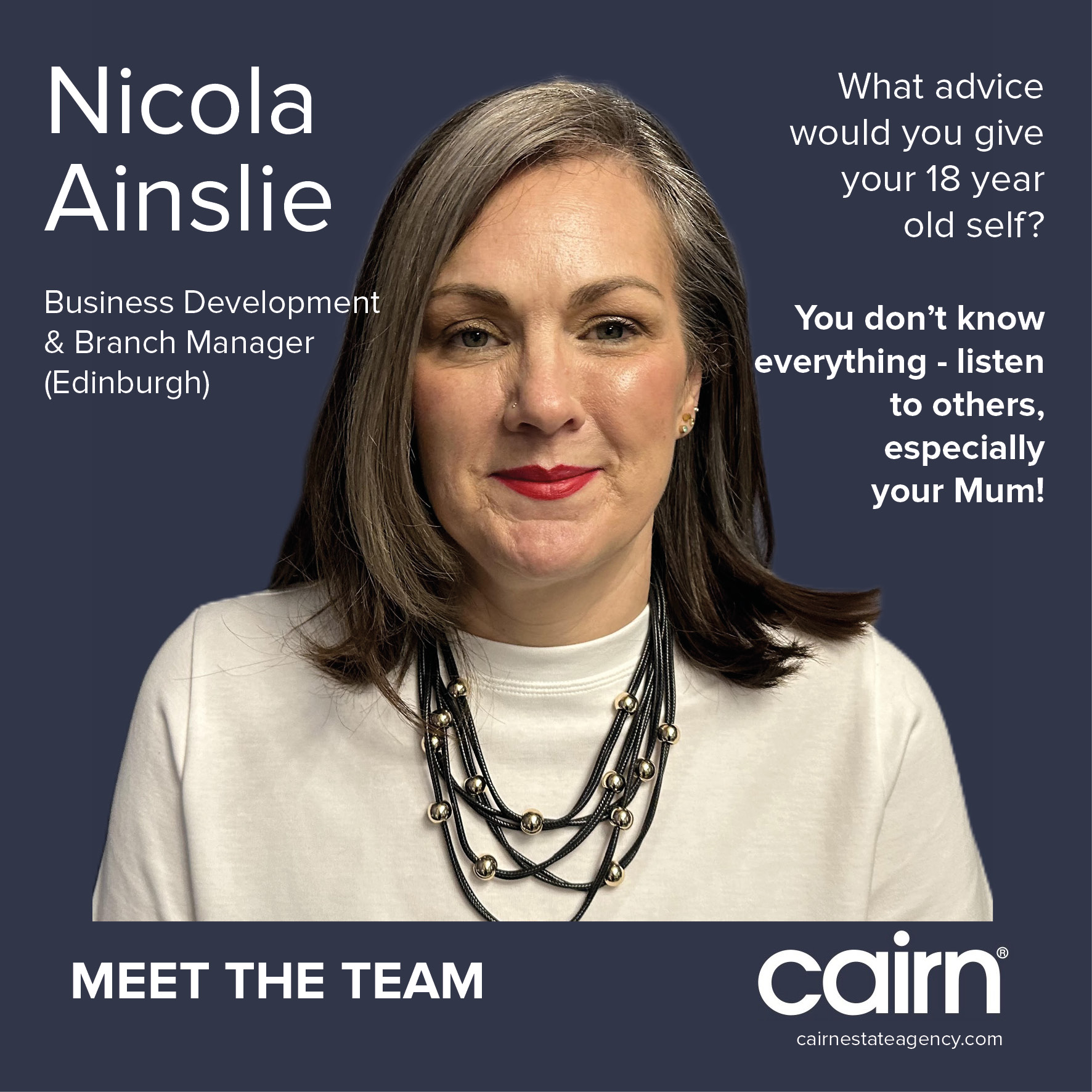 Meet the team - Nicola Ainslie - Business Development Branch Manager - Edinburgh | Cairn Estate ...